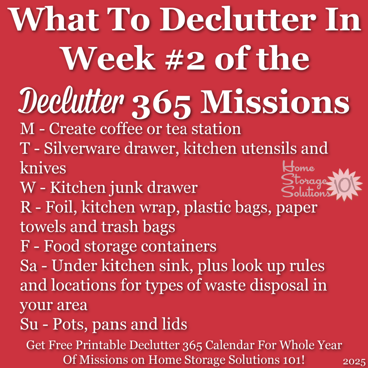 January Declutter 365 Calendar: 15 Minute Daily Missions For Month