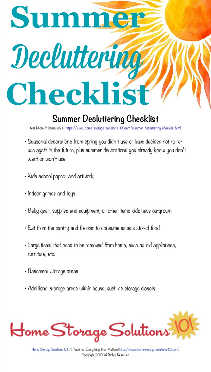 Free Printable Summer Decluttering Checklist